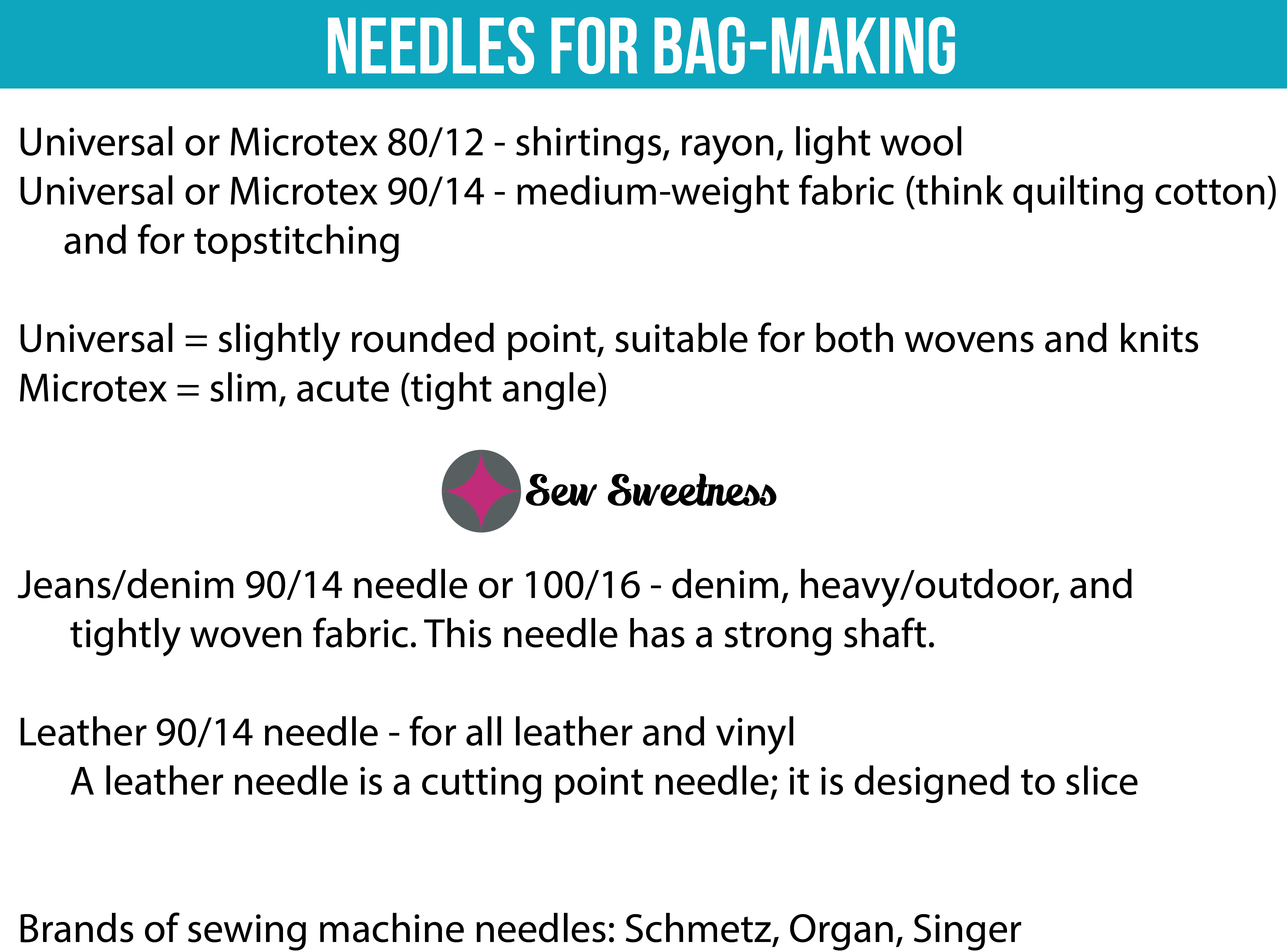 VIDEO: Which Needles to Use for Bagmaking - Sew Sweetness